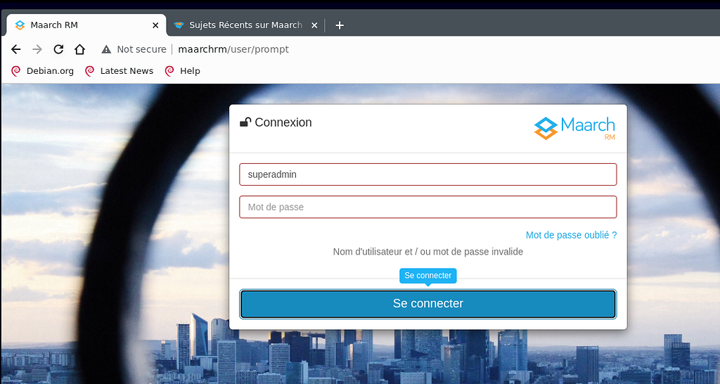 Impossible de me connecter a Maarch avec les les identifiants administrateur fonctionnel ...