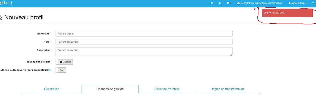 Creation d'un profil d'archive - Maarch RM - Maarch